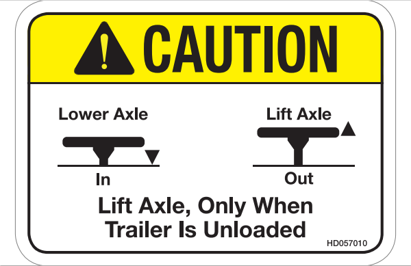 DFT-CAUTION - Lift Axle Caution Decal — Felling Trailers Parts Store